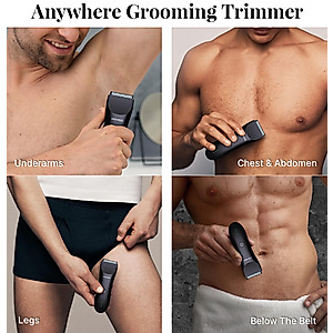 MENHOOD Groin Hair Trimmer for Men Cordless Waterproof Electric Ball Trimmer 1.0, Replaceable Ceramic Blade Heads, Ultimate Body Groomer Shaver for Pubic Hair, 150Min Run Time Trimmer