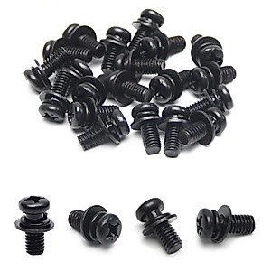 MroMax M6 x 14mm Carbon Steel Phillips Pan Head Machine Screws Bolts Combine with Spring Washer and Plain Washers 20Pcs
