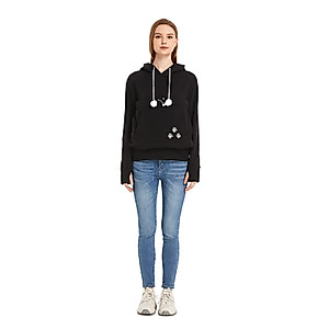 Kei Tomlison Unisex Big Pouch Hoodie Long Sleeve Pet Dog Holder Carrier Sweatshirt, Black-thick, XX-Large