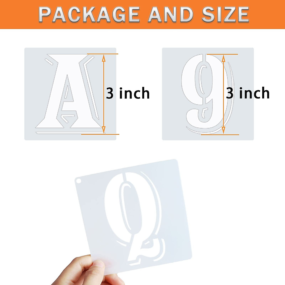 ASMPIO 3 Inch Letter Stencils Symbol Numbers Craft Stencils, 42 Pcs Reusable Plastic Alphabet Templates for Painting on Wood, Wall, Fabric, Rock, Glass, Signage, DIY Art Projects