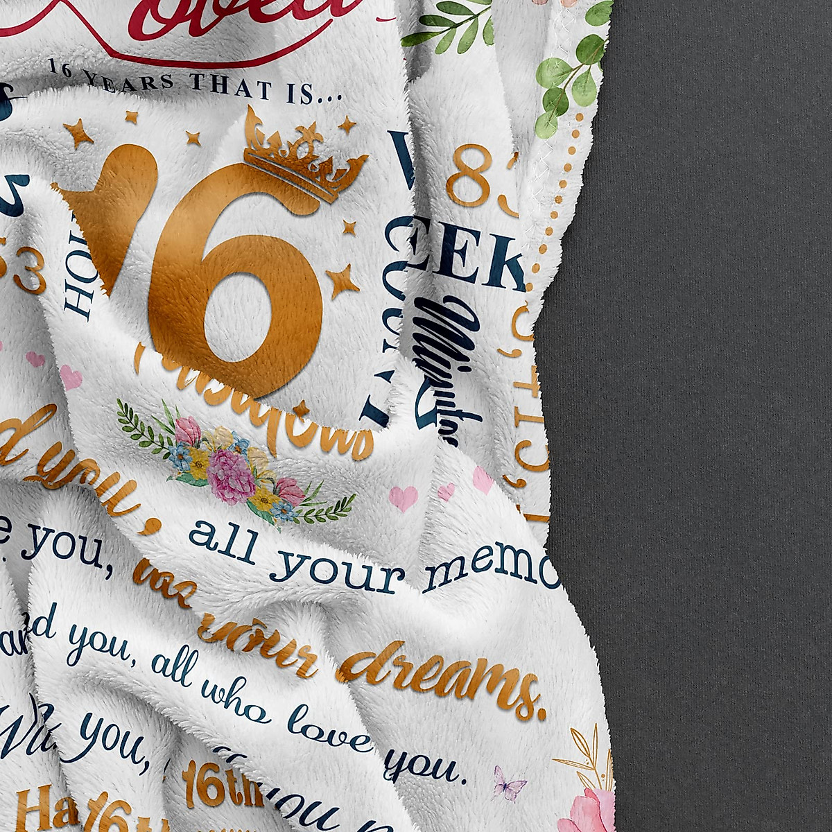 Ruvinzo Sweet 16 Gifts for Girls, 16th Birthday Gifts for Girls, 16 Year Old Girl Gift Ideas, Best Sweet Birthday Gifts for 16 Year Old Girl, Cool Sweet Sixteen Gifts Blanket 60” x 50” for Girls