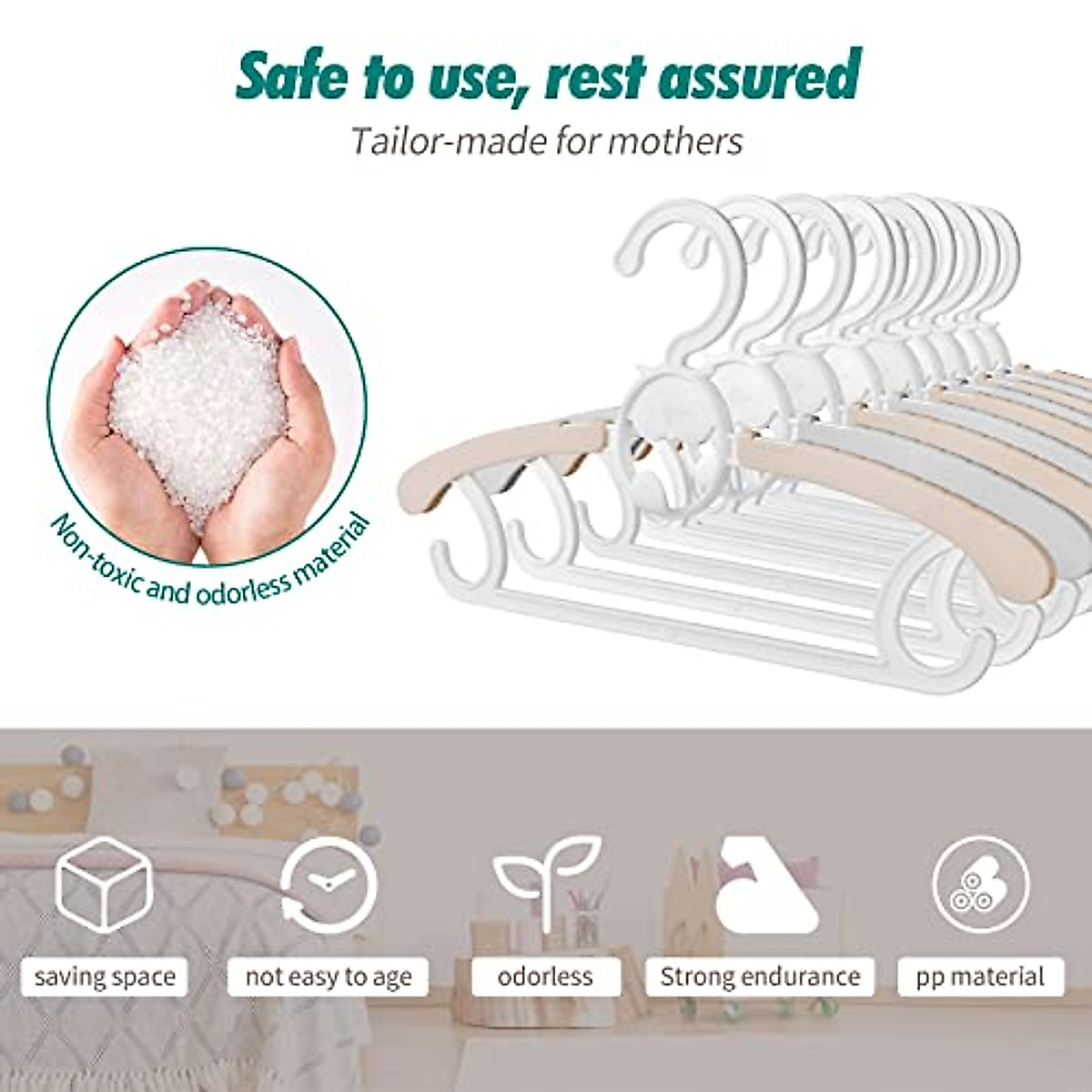 Domiella Adjustable Baby Clothes Hangers for Nursery,Plastic Children Closet Hangers Non-Slip Kids Hangers Space Saving Extendable Newborn Hangers (Pink+Gray 20-Pack)