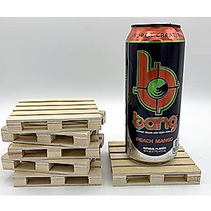 Creative Hobbies 6-Pack Mini Wood Pallet Coasters for Beverages, Hot and Cold Drinks, Mini Building Blocks Stacking, DIY Crafts, 4" x 4" x 11/16"