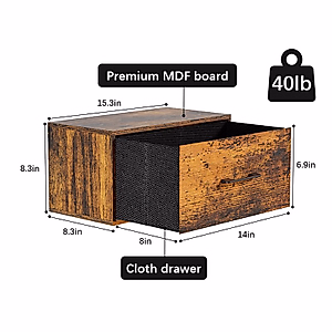 Filano Floating Nightstand Shelf with Drawer, Small Bedside Shelf Wall Mounted Nightstand, Floating Bed Side Table/Night Stand with Drawer, Small Wall Shelves for Bedroom Rustic Wood