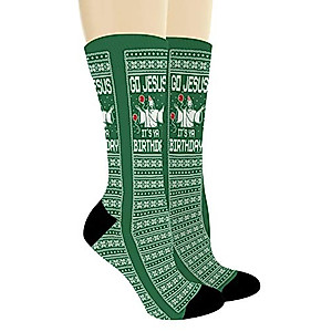 Christmas Joke Gifts Go Jesus It's Ya Birthday Winter Holiday Gift Socks 6-Pair Novelty Crew Socks