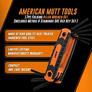 AMERICAN MUTT TOOLS 17pc Folding Allen Wrench Set – SAE and Metric Allen Key Set – Hex Key Set, Allen Wrenches Sets, Metric Allen Wrenches Set, Hex Wrench Set, Llaves Allen Set, Hex Set, Hex Tool Set