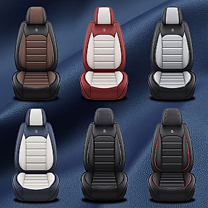 Car Seat Covers Fit for Jeep Grand Cherokee 2011-2022,2 Seat Car Seat Cover,No-Slip Waterproof Breathable Faux Leather Automotive Seat Covers Auto Interior Covers,2PCS Front,Cream Blue