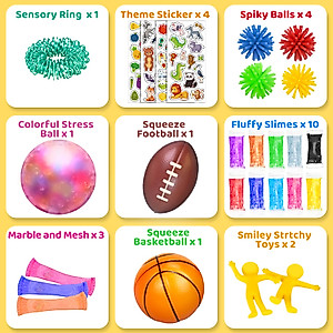(60 Pcs) Sensory Fidget Toys Pack, School Classroom Rewards Goodie Bag Party Favors for Kids 3-5 4-8 8-12, Stress Relief & Anxiety Relief Tools Autistic ADHD Toys Holiday Birthday