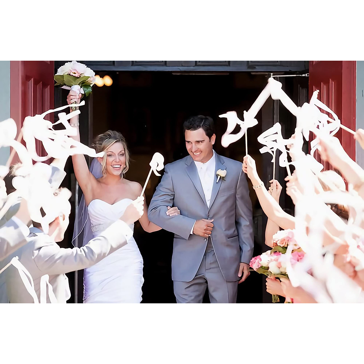 Kingsnow 100 Pieces Lace Wedding Ribbon Wands with Triple Ribbon and Silver Bell Wand Silk Fairy Stick Wand Streamers Party Ribbon Sticks Magic Fairy Wands for Wedding Bridal Shower Photo Prop Send