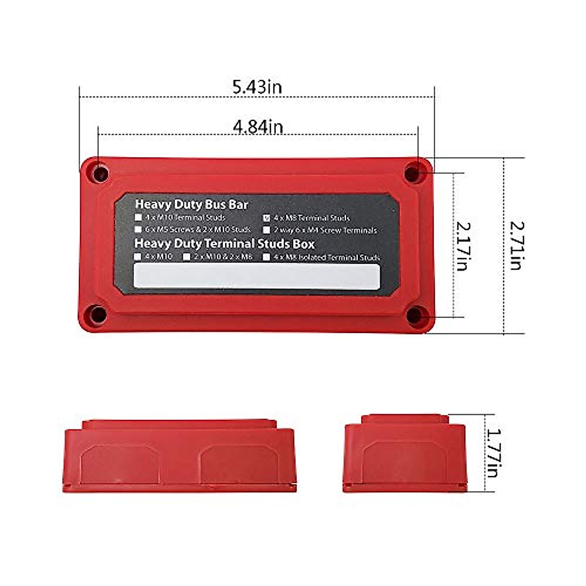 IZTOSS 300A Bus Bar 5/16" Heavy Duty Module Design BusBar Box Power Distribution Block 48V 4X M8 Terminal Studs Battery Junction Block for Battery Marine RV Truck (Red)