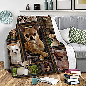ChriHome Flannel Blanket 3D Chihuahua Dog Blanket Soft Plush Bedding Sofa Couch Throw Blanket Cozy Home Decor Blankets (60'' x 50'')