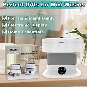 Portable Washing Machine, 13L Mini Foldable Lavadora Portatil with Spin Dry, 60W Compact Small Laundry Washer for Underwear, Baby Clothes, Socks or Small ltems, Dormitory, Apartments, Travel, Grey