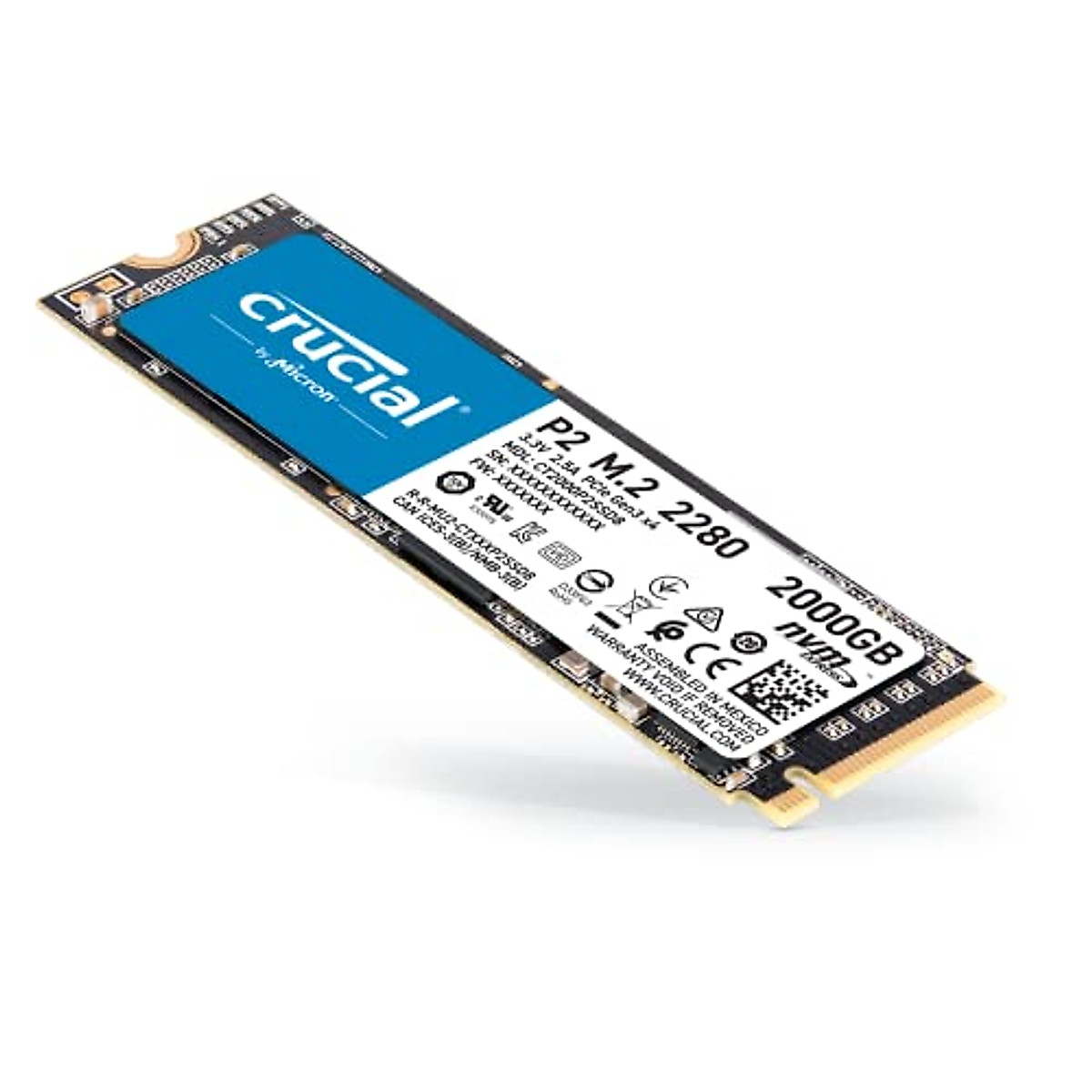 Crucial P2 2TB 3D NAND NVMe PCIe M.2 SSD Up to 2400MB/s - CT2000P2SSD8