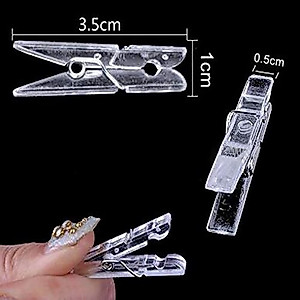 GSHLLO 50 Pcs Clear Plastic Photo Display Clips Clothes Pins Paper Pegs Craft Clips Spring Hanging Clips Clamps for Home Crafts Decor