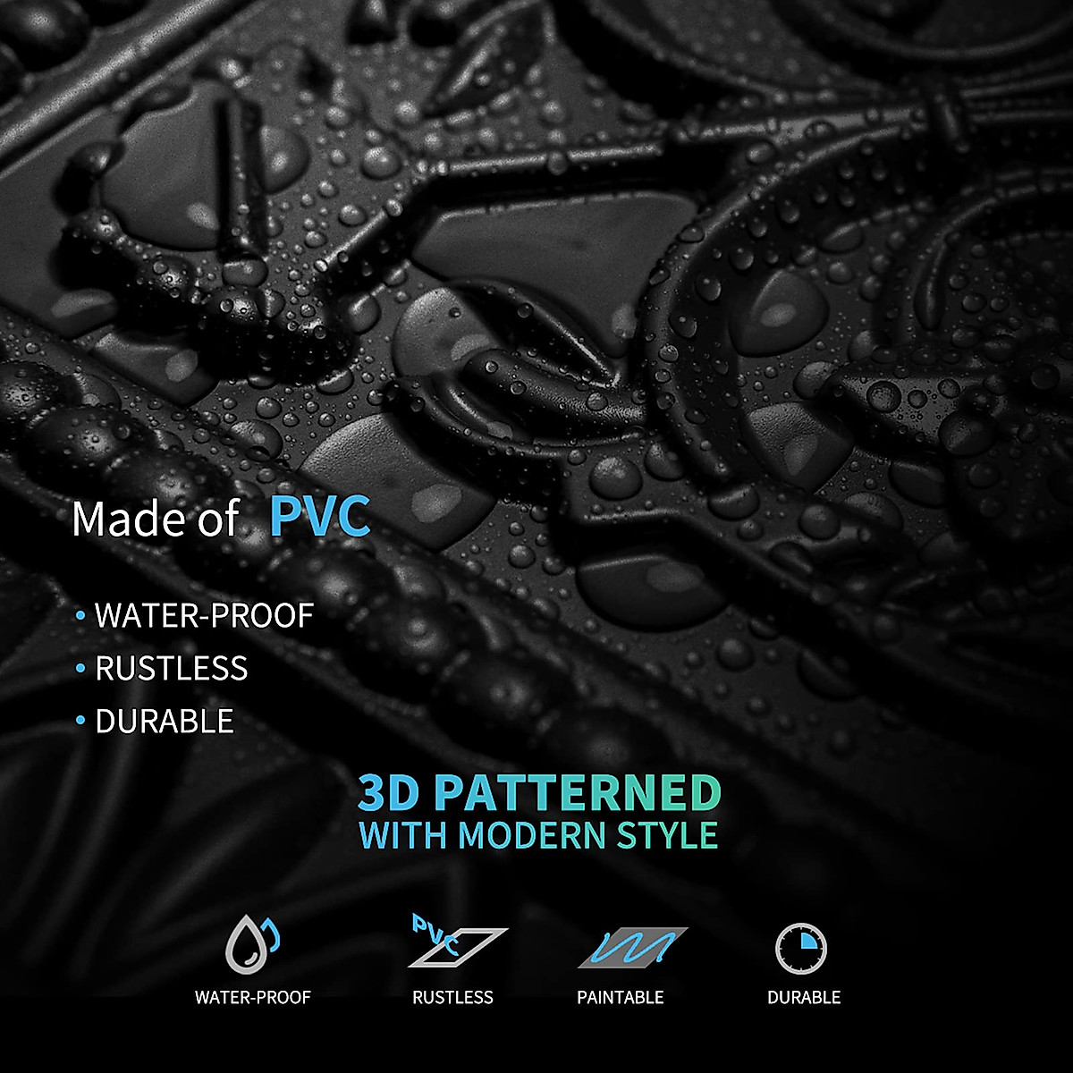 Art3d Drop Ceiling Tiles, Glue up Ceiling Tiles, 2'x2' Plastic Sheet in Black (12-Pack, 48 Sq.ft)