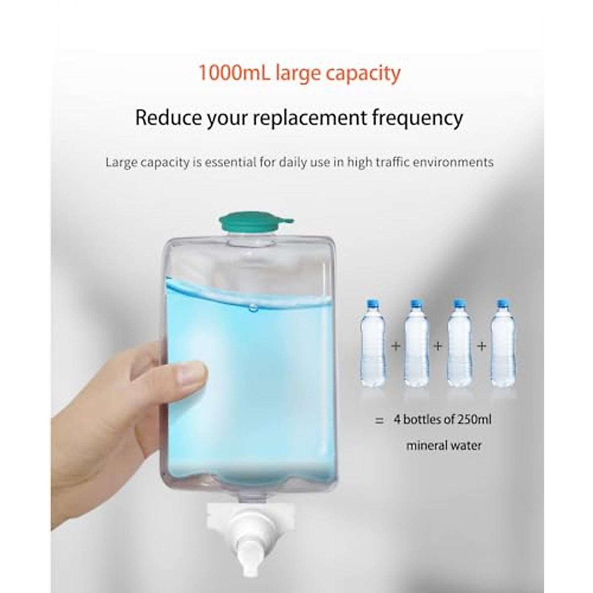 Manual Foam Soap Dispenser, 35oz (1000mL) Commercial Refillable Foaming Soap Dispenser-Transparent Black, CHUANGDIAN