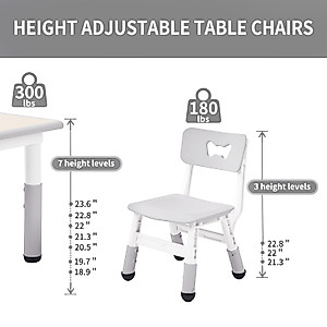 JIAOQIU Kids Table and Chairs, Kids Table (6 Chairs) Kids Table and Chair Set, Toddler Table and Chairs, Kids Table and Chair Set 5-8 Year Old with 4 Leg Covers +12 Color pens