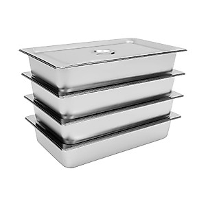 4 inch Deep Full Size Steam Table Pans, Hotel Pan 4'' Deep w/Lids for Restaurants Hotels Catering Companies Buffets Snack Bars Fod Carts