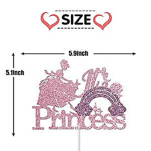 Pink Glitter It's a Princess Cake Topper, Girls 1st Birthday Cake Decorations, Baby Shower, Gender Reveal Party Decorations