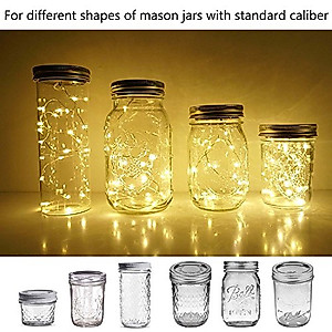 Decorman Solar Mason Jar Lights, 6 Pack Waterproof Fairy Star Firefly Lids String Lights with 6 Hangers for Patio Yard Garden Party Wedding Christmas(Jars Not Included)