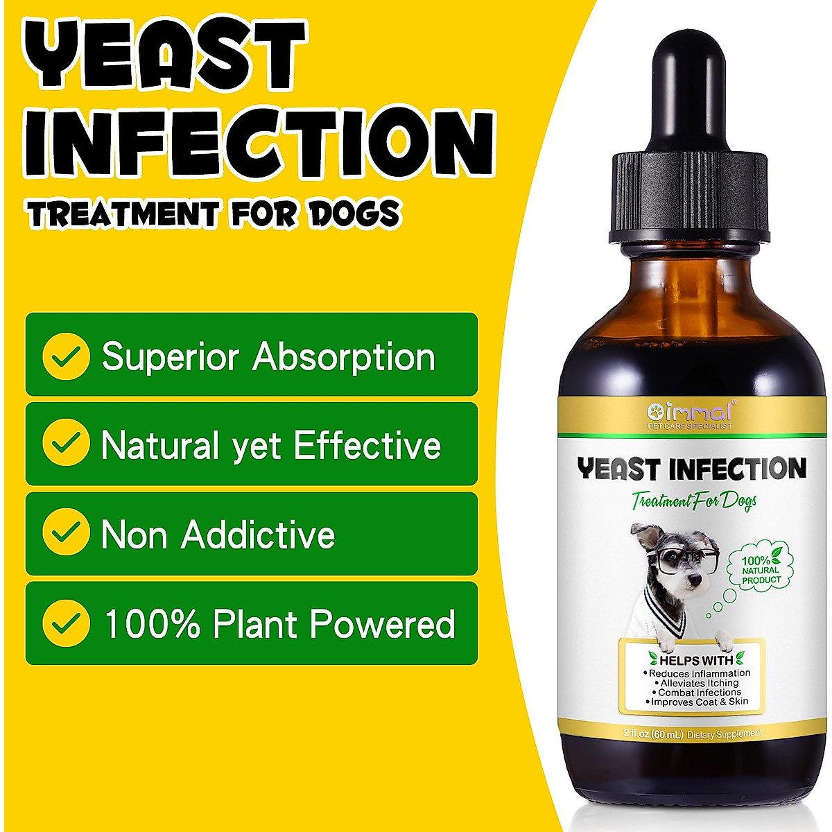 Natural Yeast Infection Treatment for Dogs - Supports Healthy Itch Relief & Inflammation - Dog Ear Infection Treatment & Allergy Relief - Itch Relief for Dogs, Dog Ear Treatment for Infections-2 fl oz