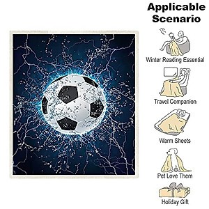 Zzkslife Soccer Blanket 3D Soft Plush Sherpa Throw Blanket Soccer Gifts Adult All Season Couch Bed Sofa Home Decor (Soccer,60"×80")