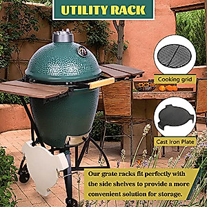 KAMaster Grill Nest Rack for Large Big Green Egg intEGGrated Nest+Handlers,2 Slot Positions Hold convEGGtors,Cooking grids and Baking Stones,Stainless Steel Rack Convenient Storage for Kamado Classic