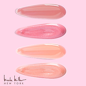 Nicole Miller 10 Pc Lip Gloss Collection, Shimmery Lip Glosses for Women and Girls, Long Lasting Color Lip Gloss Set with Rich Varied Colors (Pink)