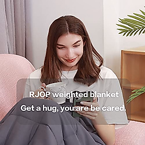 RJOP Cooling Weighted Blanket(60''x80'' 15lbs,Queen Size),Adults Heavy Blanket with Premium Cozy Cotton and Natural Glass Beads,Dark Grey