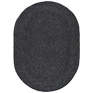 SAFAVIEH Braided Collection 4' x 6' Oval Black BRD901Z Handmade Country Cottage Reversible Wool Entryway Foyer Living Room Bedroom Kitchen Area Rug