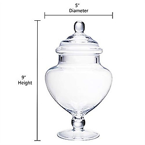 Diamond Star Clear Glass Apothecary Jars, Candy Buffet Display, Elegant Storage Jar, Decorative Wedding Candy Organizer Canisters (Height: 9" Body: 5")