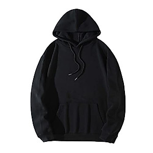 Floerns Men's Casual Drawstring Hoodie Long Sleeve Pullover Tops Sweatshirt Black L