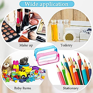 12 Pcs Clear PVC Pencil Case with Zipper Transparent Makeup Pouch Cosmetic Make up Bag Organizer Big Capacity Waterproof Pencil Bag for School Office Travel Women Student Kid(Multicolor)