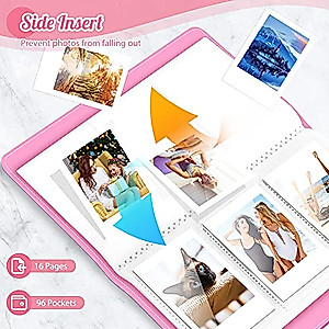 Ablus 96 Pockets Photo Album for Fujifilm Instax Mini 11 90 70 9 8+ 8 LiPlay Instant Camera, Polaroid Snap SnapTouch PIC-300 Z2300 Instant Camera & Zip Instant Printer(Magic Pink)