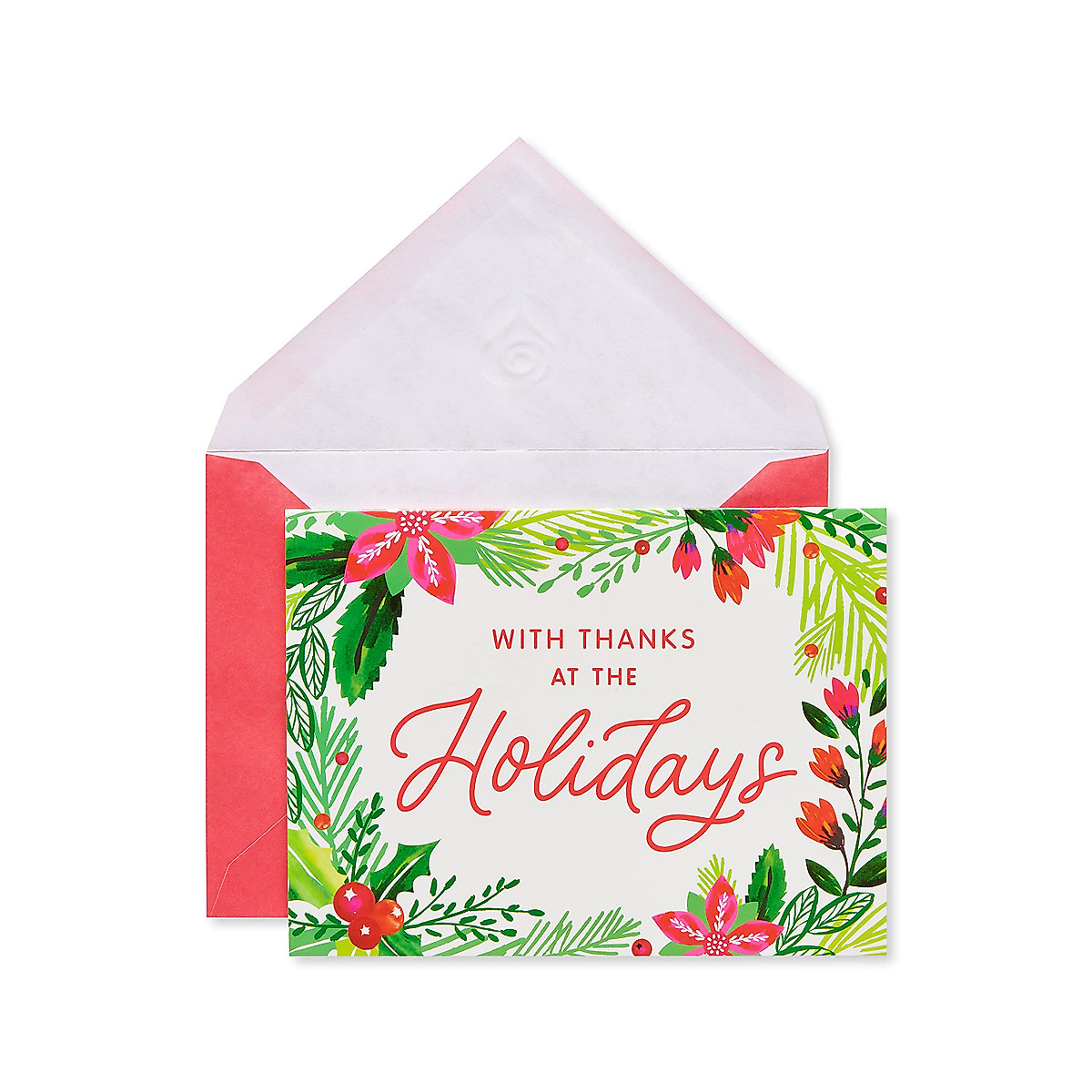 American Greetings Blank Christmas Thank You Cards with Envelopes, Holly (25-Count)