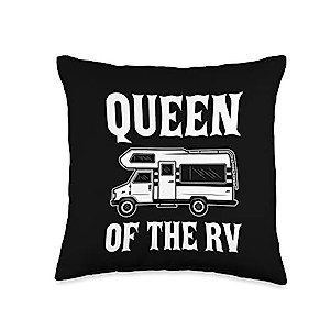RV Camping Fun Unique Gifts Queen RV Camping Funny 5th Wheel Motorhome Camper Throw Pillow, 16x16, Multicolor