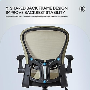 Office Chair, Breathable Mesh Desk Chair, Comfortable Ergonomic Computer Chair with Thick Cushion, Adjustable Lumbar Support and 90° Flip Up Armrest (Yellow)