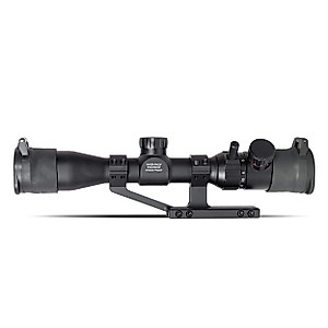 Monstrum 3-9x32 AO Rifle Scope with Illuminated Range Finder Reticle and Parallax Adjustment | ZR255 H-Series Offset Scope Mount | Monstrum Flip Up Lens Cover Set | Bundle