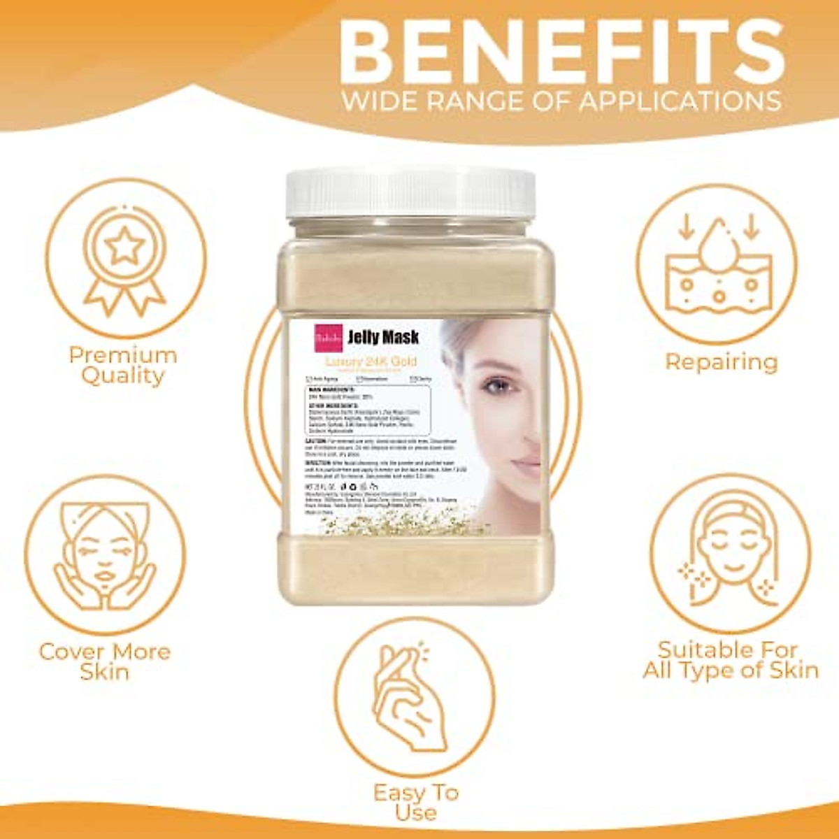 Balvilvi Jelly Mask for Skin Care - 24K Gold Gel Face Mask for Instant Hydration - Jelly Face Mask Peel Off - Facial Skin Care Product for Smoothing, Moisturizing, Cleansing