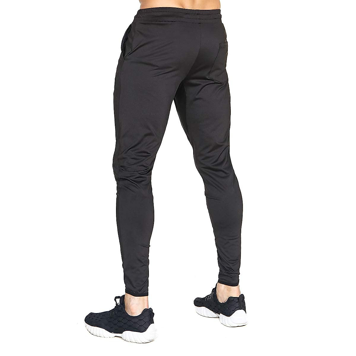 BROKIG Mens Lightweight Gym Jogger Pants,Men's Workout Sweatpants with Zip Pocket(Black,Small)