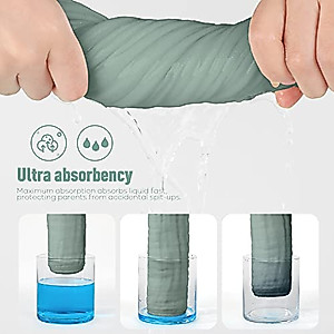 Yoofoss Muslin Burp Cloths 6 Pack Baby Washcloths Large 20''X10'' 100% Cotton 6 Layers Super Soft and Absorbent - Dark Green