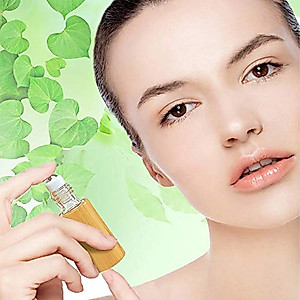 AUHOKY 12Pcs 5ml Bamboo Roll on Bottles for Essential Oils, Portable Massage Oil Bottle with Stainless Steel Roller Ball, Reusable Travel Perfumes Sample Lip Gloss Container (1 Opener)