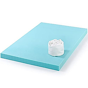 ZINUS 3 Inch Ultra Cooling Gel Memory Foam Mattress Topper with Cooling Cover, CertiPUR-US Certified, King, White