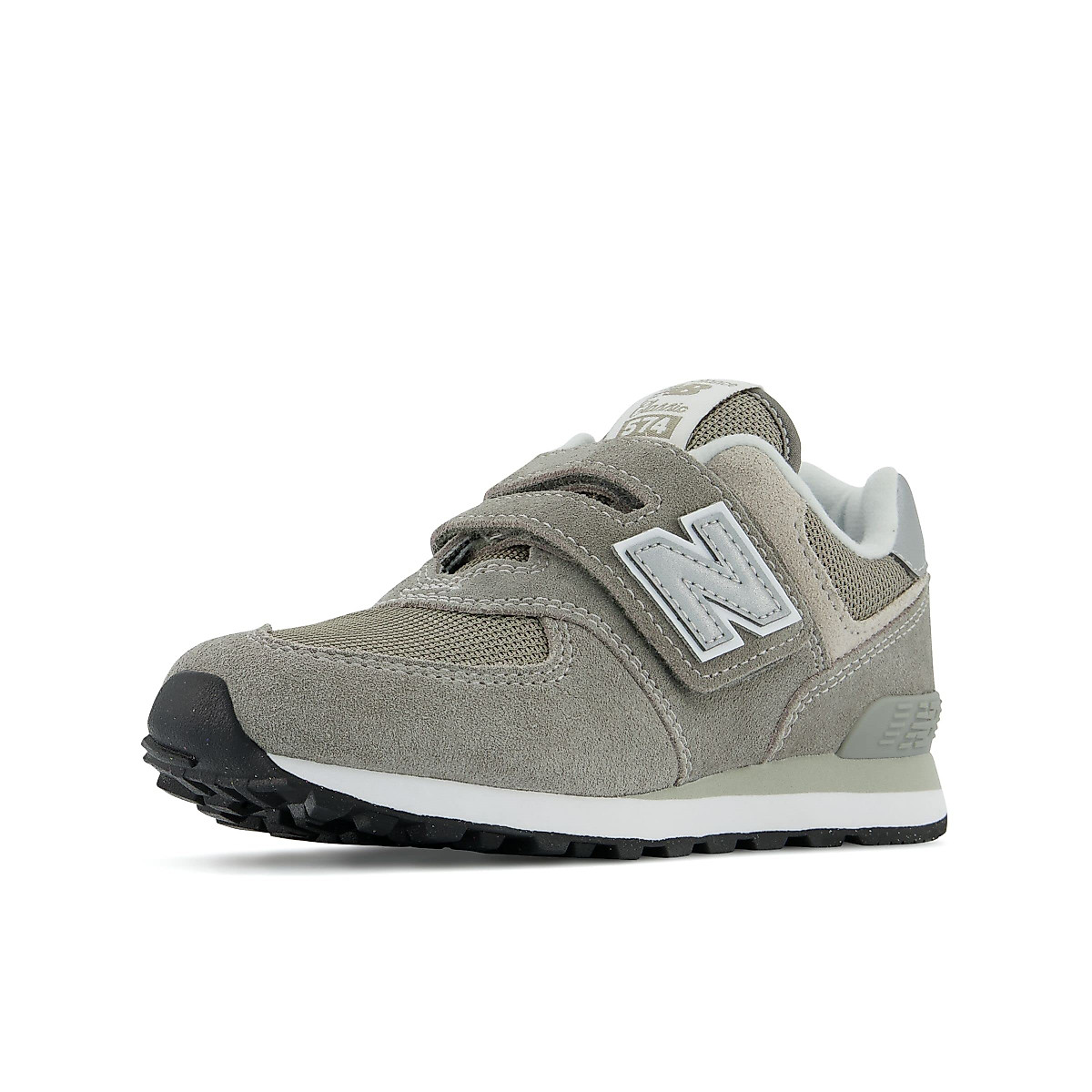 New Balance Kid's 574 Core Hook and Loop Sneaker, Grey/White, 1 Wide Little Kid