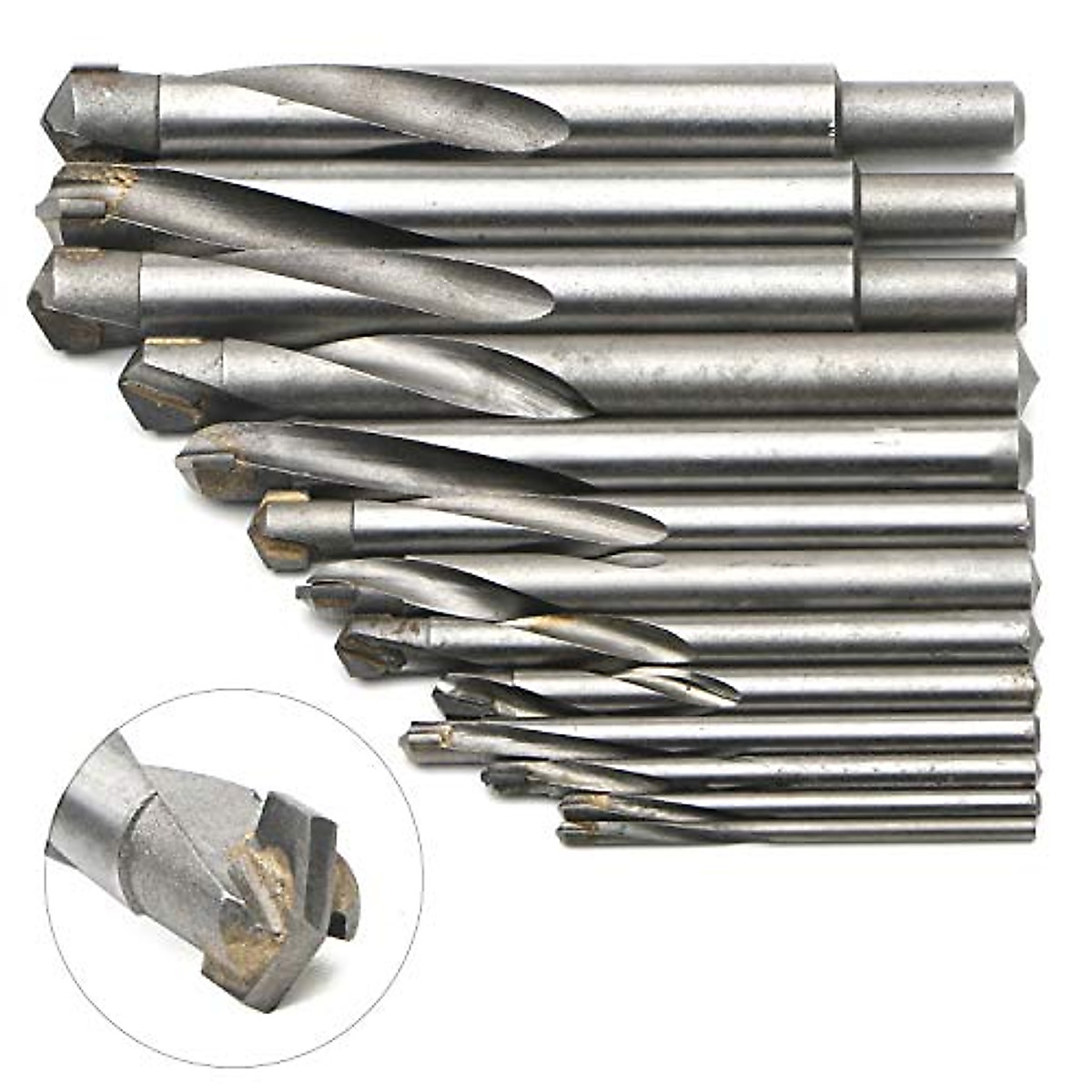 JIUWU 13pcs Tungsten Steel Cemented Carbide Twist Drill Bits, Metal Drill YG Alloy Blade, for Stainless Steel Copper Aluminum Zinc Alloy, 3 4 5 6 7 8 9 10 11 12 13.5 14 15mm