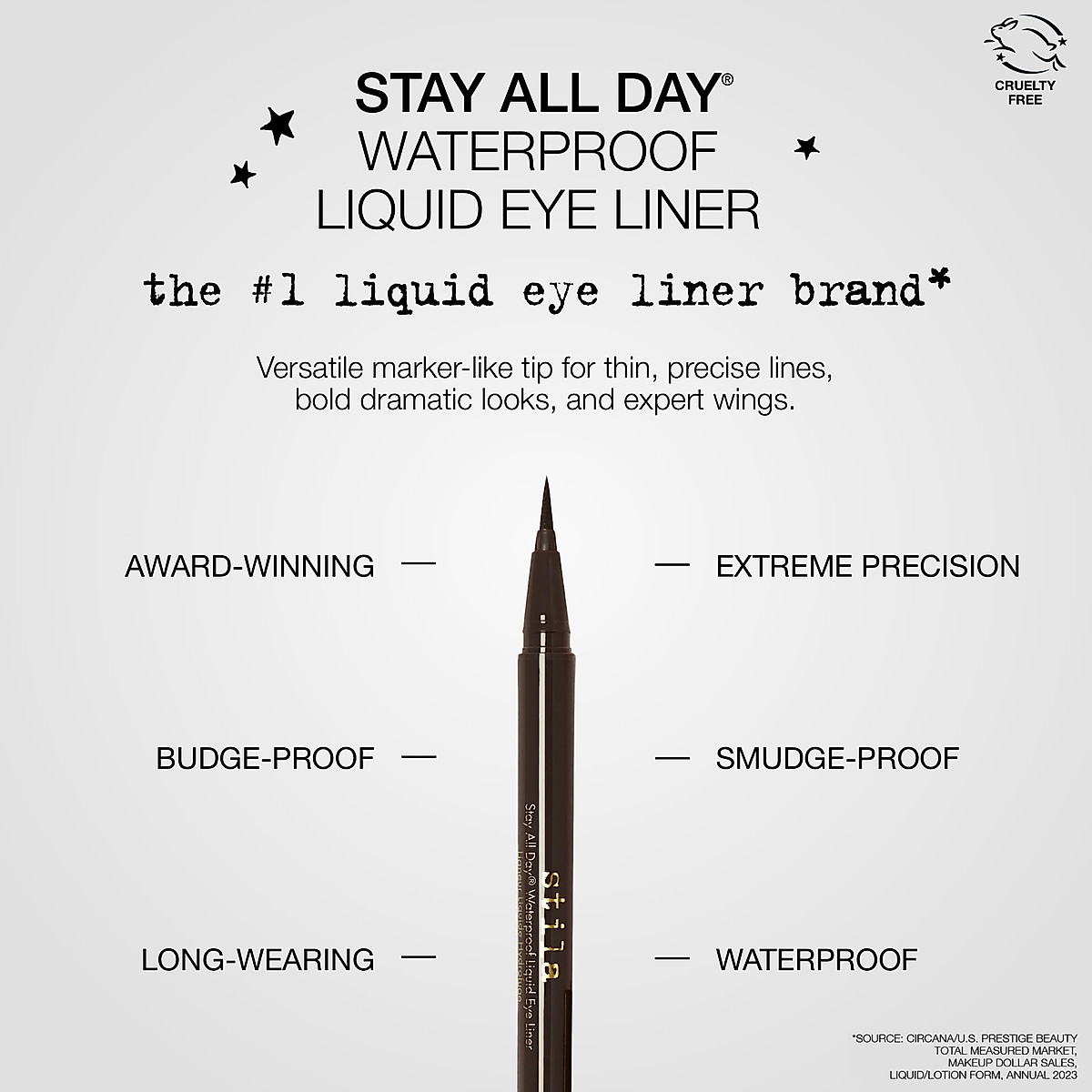 stila Waterproof Liquid Eye Liner, Stay All Day Makeup with Fine Brush Tip Lasting Satin Finish, Smudge-Proof & Transfer-Resistant