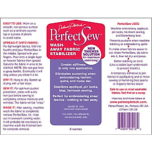Palmer Pletsch Perfect Sew Wash Away Fabric Stabilizer 8 Ounces