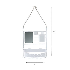 Bath Bliss Deluxe Flex Adjustable Shower Caddy | 2 Hanging Options | Customizable Accessories | Bathroom Storage | White