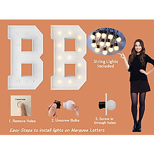 4FT Marquee Light Up Letters, Large Marquee Letters, Mosaic Balloon Frame Letters Big Letters for Engagement Wedding Decorations Birthday Party Backdrop Decor, Balloon Arch Kit Letter B