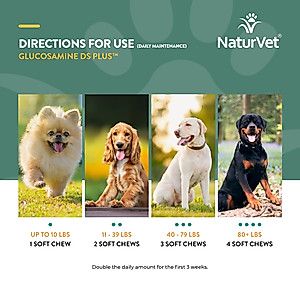 NaturVet – Glucosamine DS Plus - Level 2 Moderate Care – Supports Healthy Hip & Joint Function – 70 Soft Chews & Advanced Probiotics and Enzymes Supplement, Plus Vet Strength Probiotic 70 Soft Chews